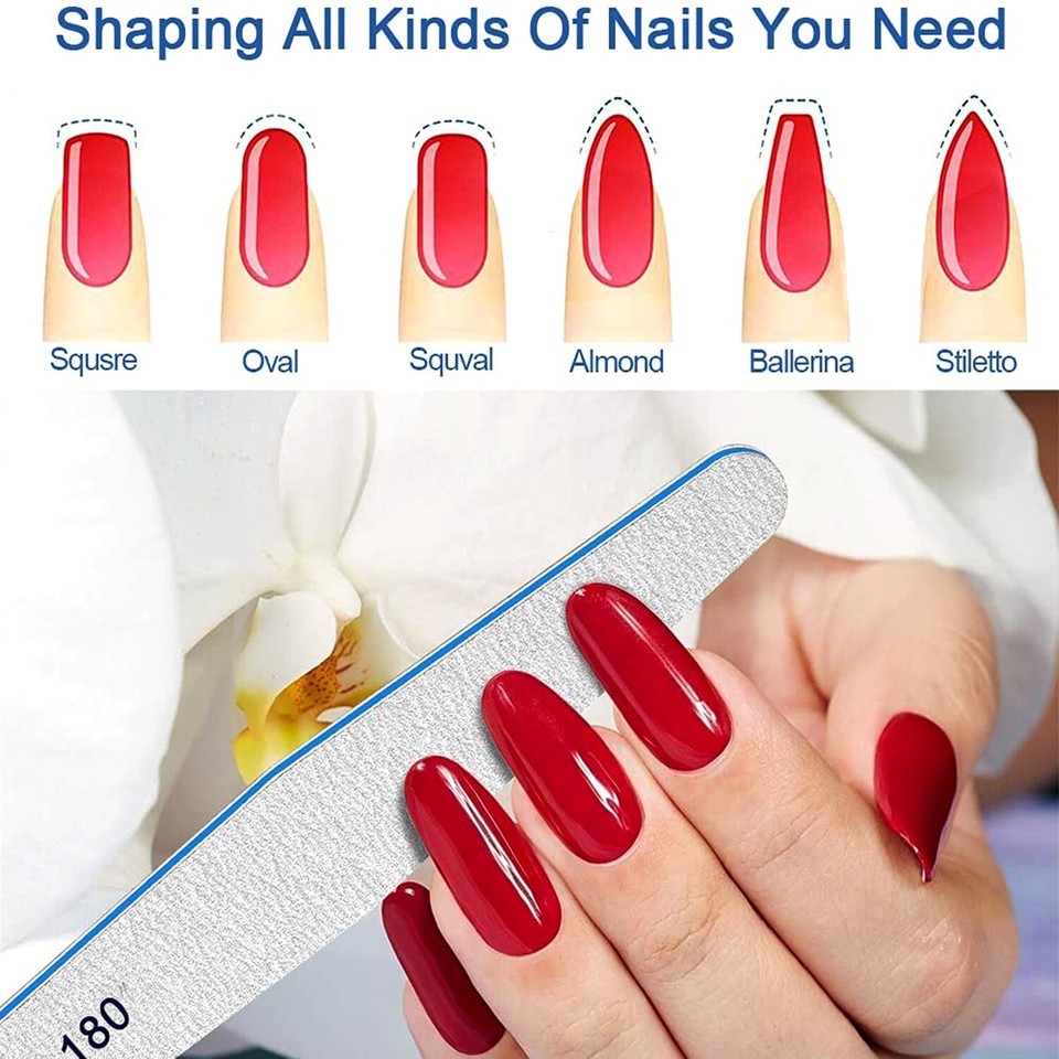 Professional nail Files 100/180 Grit Diamond Shape Emery Board Buffer ...