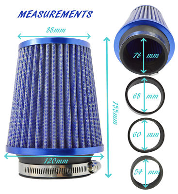 UNIVERSAL PERFORMANCE CAR AIR FILTER HIGH FLOW OPEN CONE INDUCTION ...