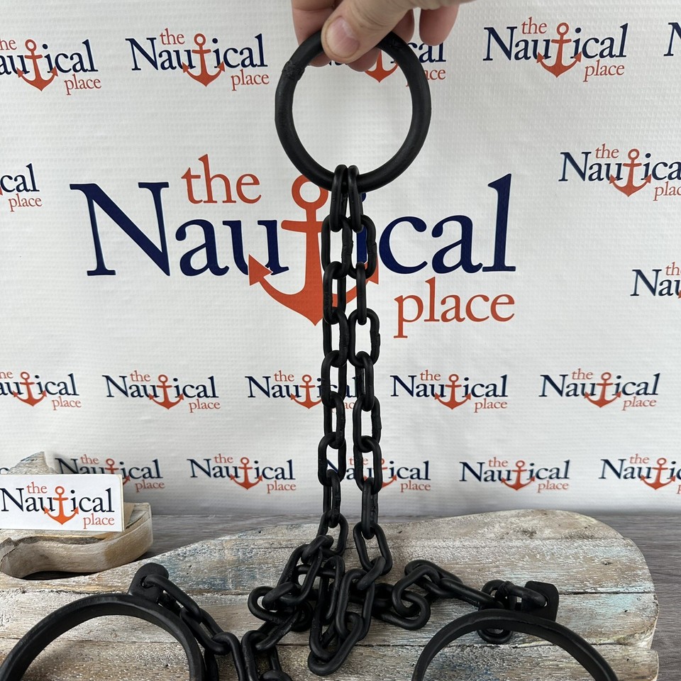 54" Iron Leg Shackles w/ Key, Old 1800s Style Chain Restraints, Heavy ...