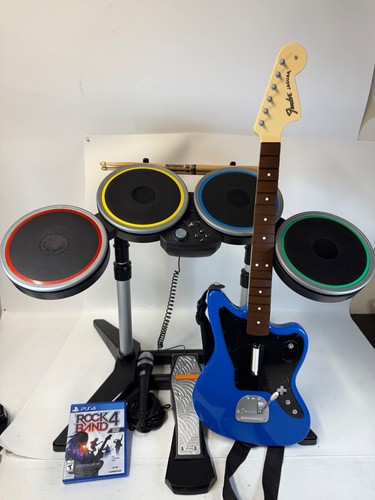 Rock Band 4 Rivals Edition PS4 PS5 Wireless Bundle Guitar Drums Mic Bad ...