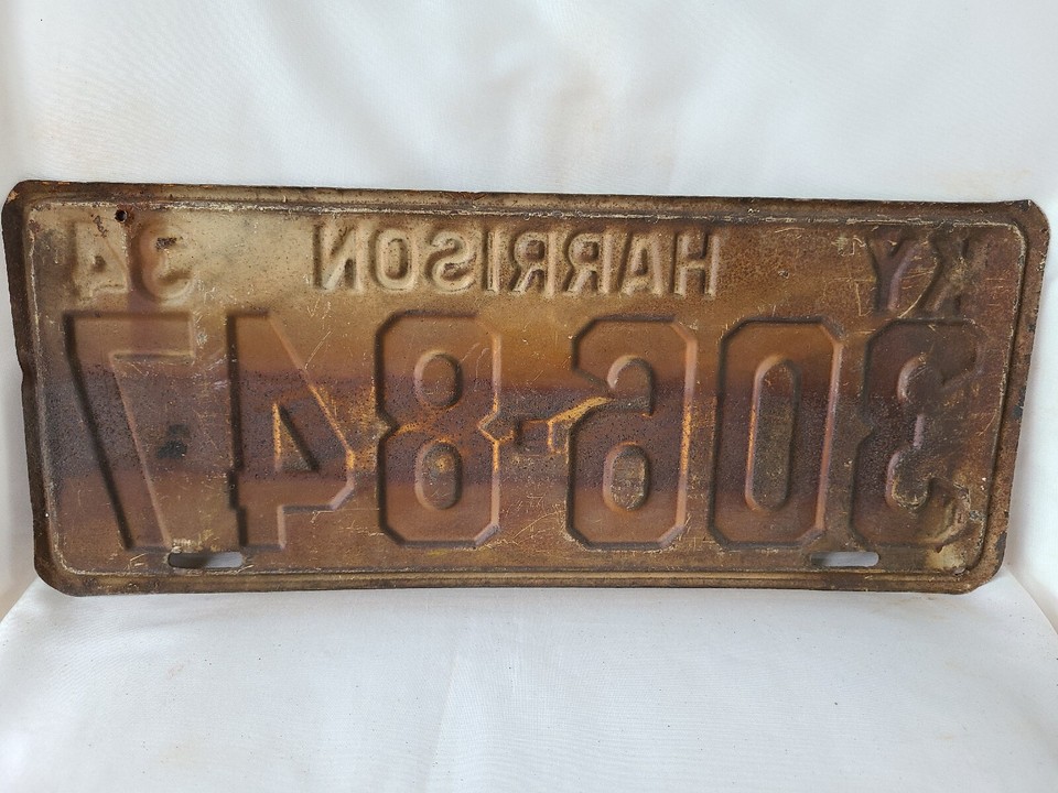 Vintage 1934 Kentucky Harrison County 306 847 License Plate 05423 | eBay