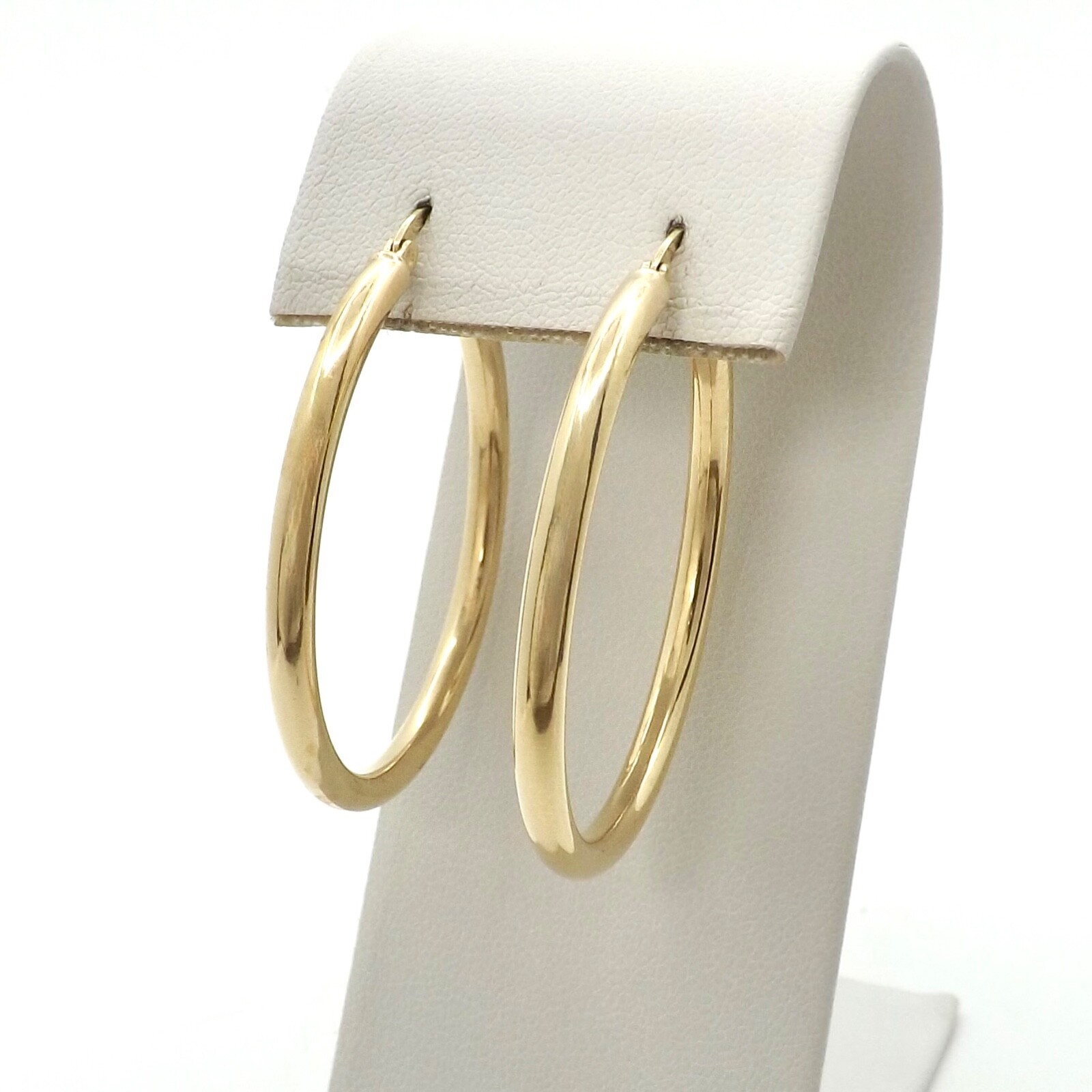 Solid 14k Yellow Gold Tubular Round Gypsy Hoop Earrings Setting 3mm ...