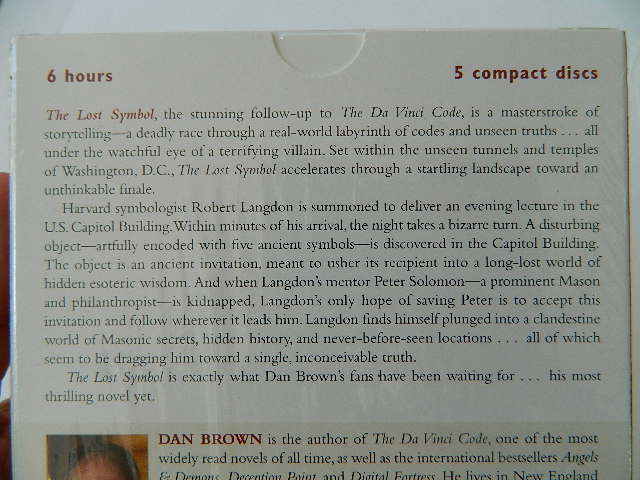 DAN BROWN THE LOST SYMBOL AUDIO BOOK/NOVEL (2009, CD, ABRIDGED), NEW ...