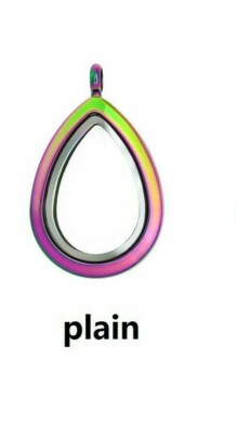 New!*BONUS* Rainbow Teardrop Floating Memory Locket Fit Memory Charms W ...