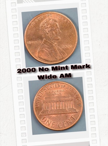 2000 No Mint Mark- "Wide AM Variety" Lincoln Penny In Great Condition ...