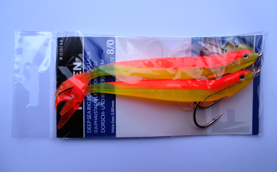 RHUBARB & CUSTARD TWIN SHAD RIG 2 HOOK # 8/0 COD POLLOCK LING SEA ...