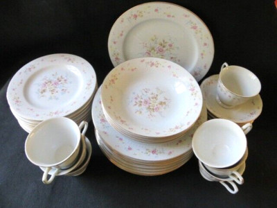 GIBSON PRINCESS PATTERN PASTEL FLORAL Gold Rim 36PC VTG MINT! | eBay