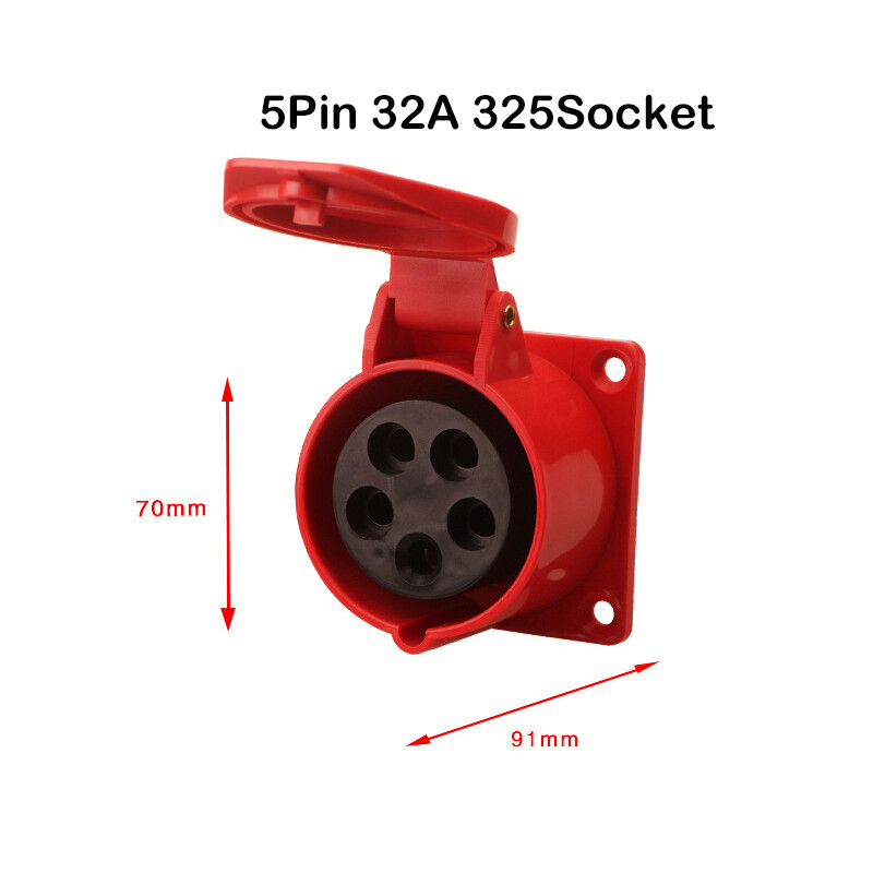 Red 240/380-415V 16A 32A 4Pin 5 Pin Industrial Plug&Sockets IP44 3 ...