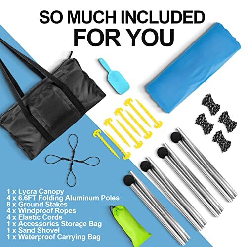 Buheco Beach Tent Pop Up Shade 10x10ft Beach Canopy Sun Shelter UPF50 ...