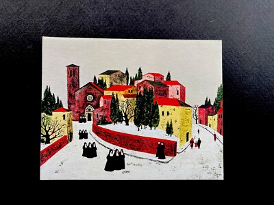 VTG AAG Xmas Greeting Card By Virginia Dehn “Italian Winter” Church At ...