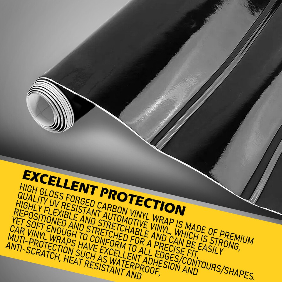 AUXITO 3M*1.5M Gloss Black Vinyl Vehicle Car Wrap Decal Film Sheet Roll ...