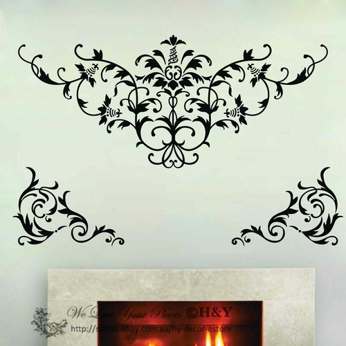 Large Damask Removable Wall Art Decals Vinyl Stickers Mural Home Decor ...
