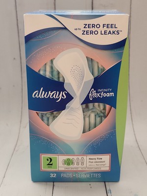 ALWAYS Infinity, Size 2, Super Sanitary Pads Non-Wings, Unscented, 32 ...