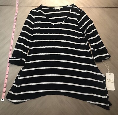 Women's Maria Gabrielle Black with White Stripes Top (PS) | eBay