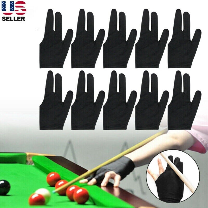 20pcs 3 Fingers Billiard Cue Pool Gloves Snooker Left Hand Nylon ...
