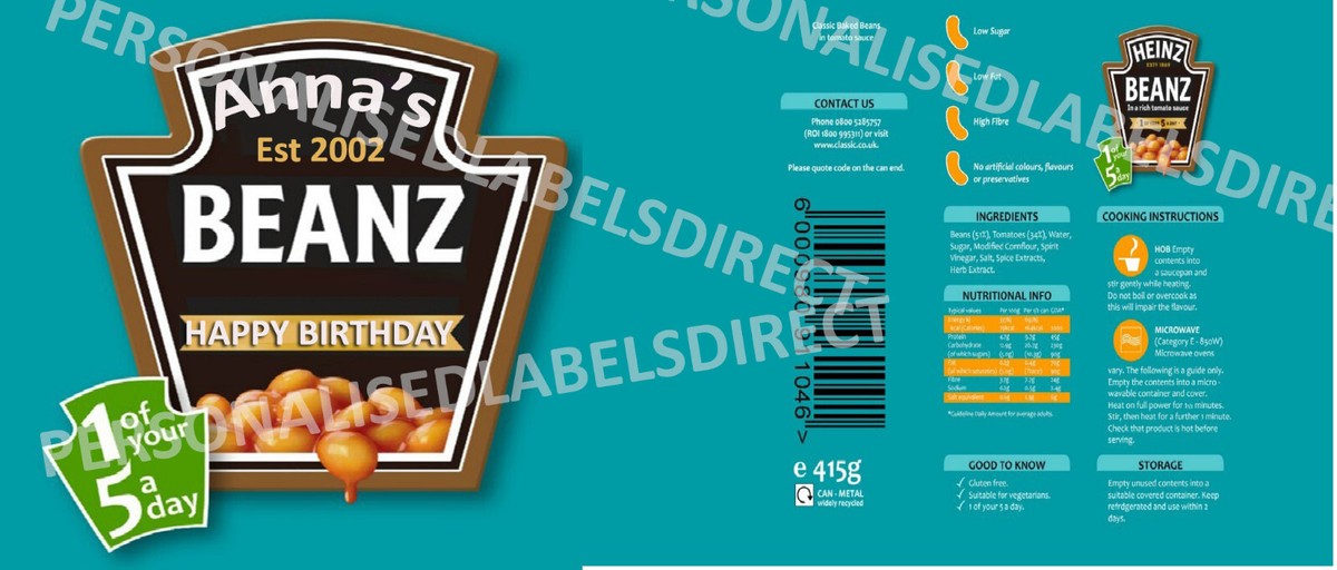 Heinz Baked Beans Logo Heinz Means Customisation' With New Label