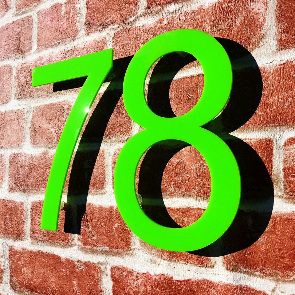 HOUSE NUMBER 8 Arial Acrylic Large Floating Cool Stylish Modern Gloss ...