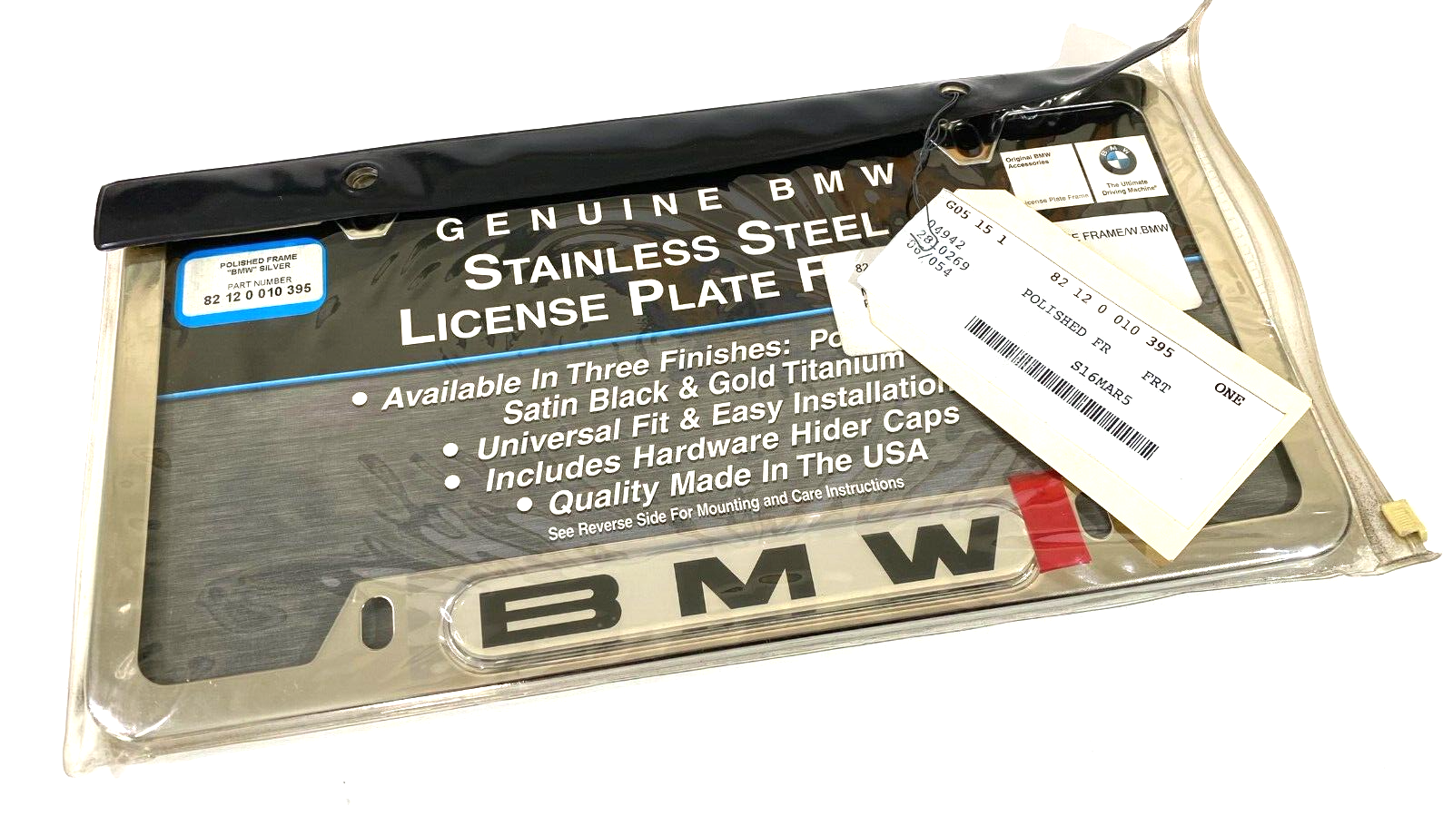 New Old Stock Genuine BMW Polished License Plate Frame 82120010395 | eBay