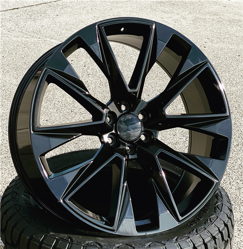 26" Inch Gloss Black Replica C17 GMC Sierra LTZ Wheels Rims C14 22 24 ...