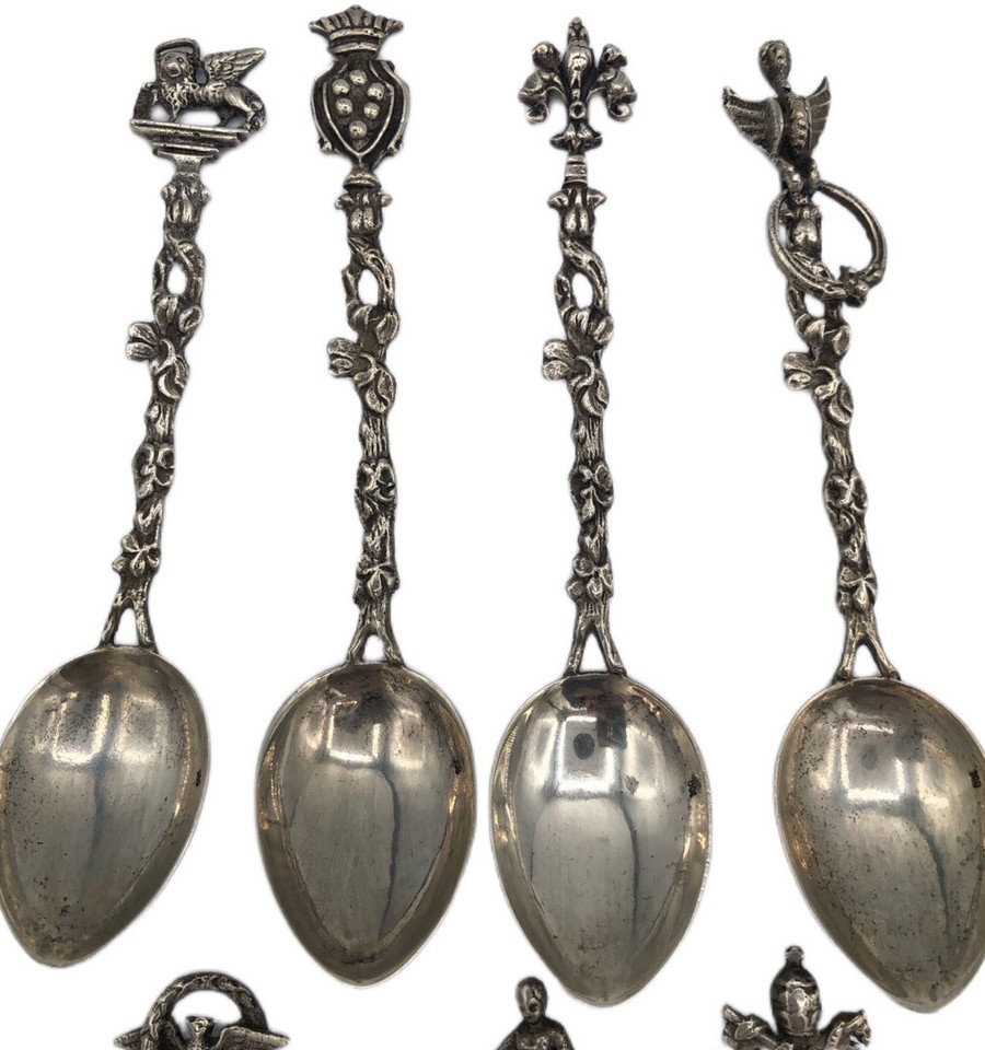 Set 11 Italian 800 Silver Demitasse Figural Souvenir Spoons Made in ...