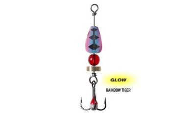 Clam Time Bomb Rattle Spoon - Glow Rainbow Tiger - 1/8 oz #12 Treble ...