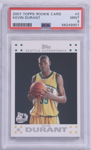 2007 Topps Kevin Durant Rookie RC #2 PSA 9 Mint Seattle Supersonics ...