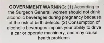 THE ORIGINAL Growler Alcohol Government Warning Label - Single | eBay