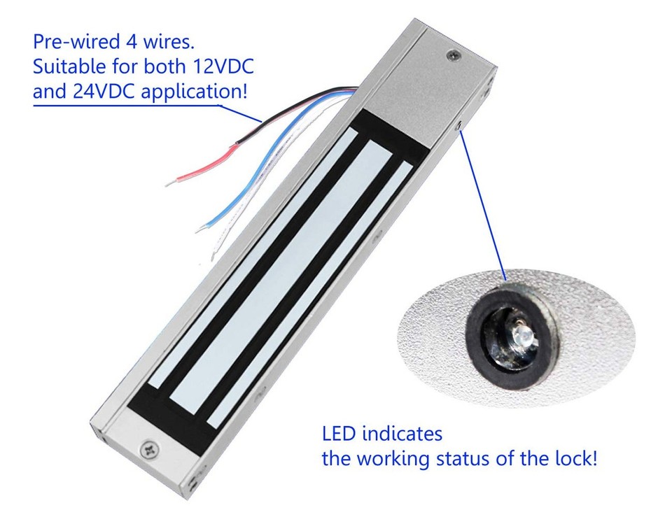 Outdoor Indoor Waterproof 12VDC 24VDC 600lbs Holding Force Magnetic ...