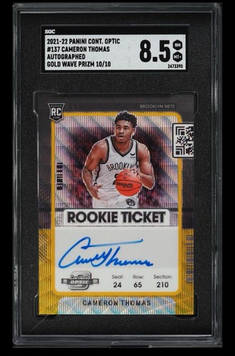 2021 Contenders Optic Gold Wave Cameron Thomas #137 RC AUTO #d (10/10 ...