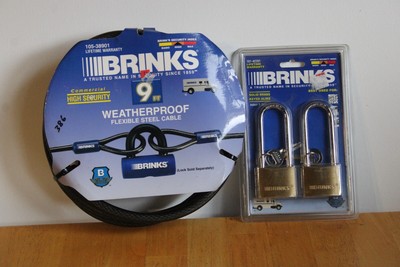 Brinks 9' steel waterproof cable and Brinks brass locks with key NEW | eBay