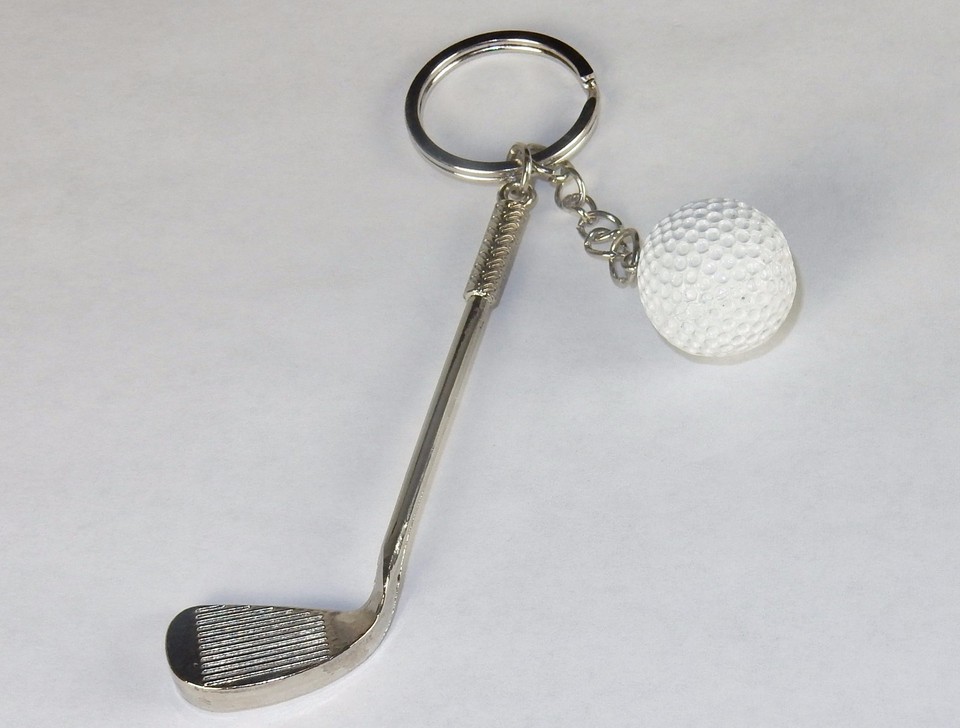 Golf Club & Ball Novelty Key Ring ~ Realistic Metal Club, w/Plastic ...