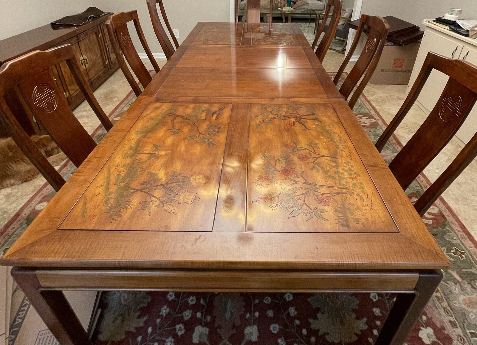 Bernhardt furniture Dining set carved 8 chairs Shibui Asian table and ...