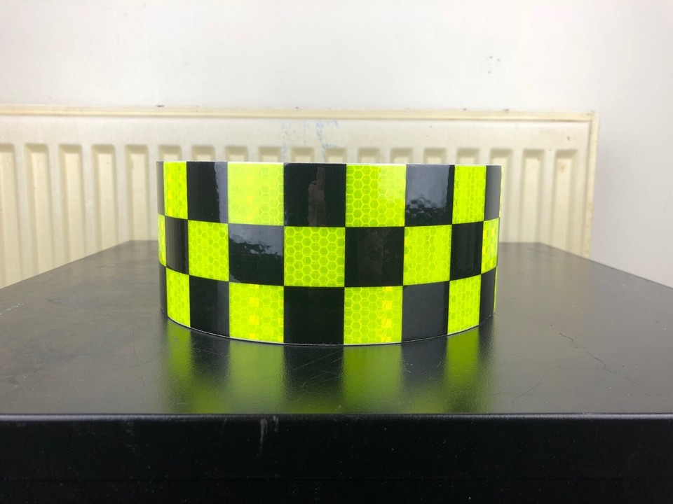 Hi Vis Viz DIY Chequer Chequered Reflective Stickers Vinyl Self ...