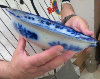 1834-90? flow blue invalid hot water plate Mellor Venables rare ...