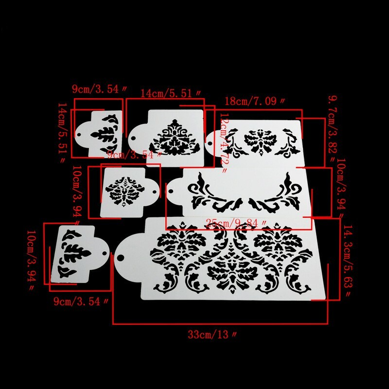 6 Piece Cake decorating Airbrush Icing Frosting Fondant Elegant Lace ...