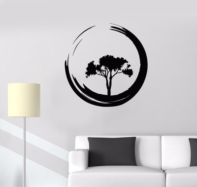 Vinyl Wall Decal Tree Circle Enso Zen Buddhism Yoga Stickers (617ig) | eBay