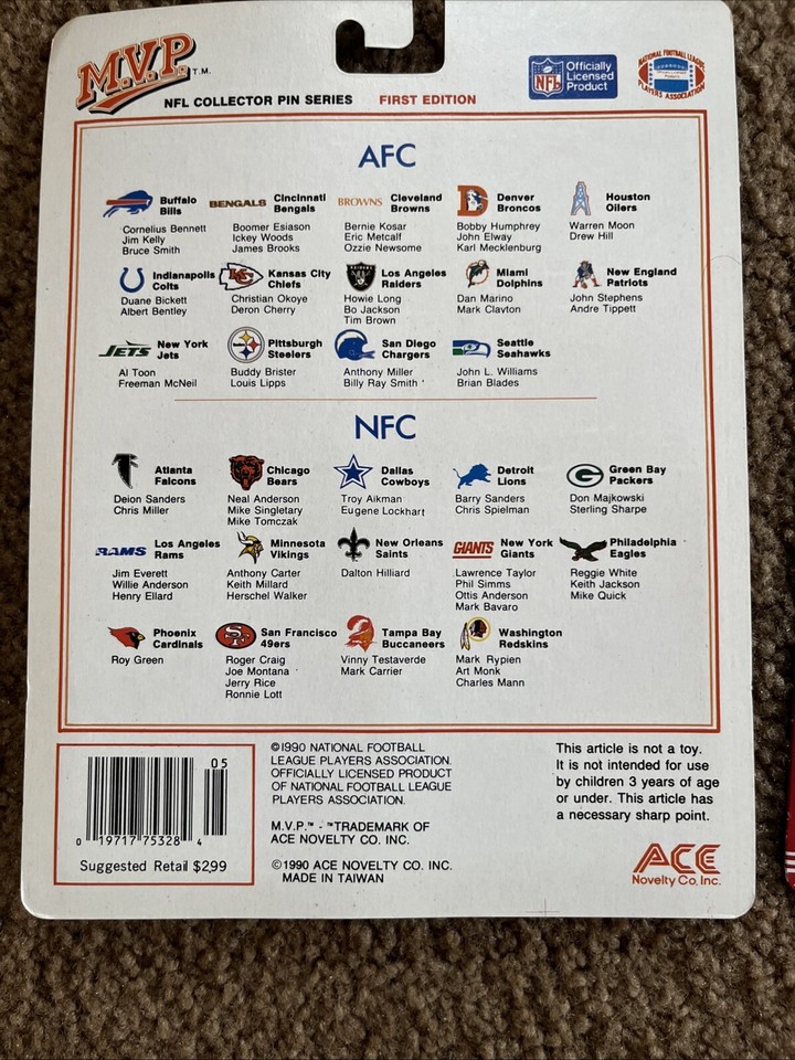 ** LOT of 8 1990 MVP NFL Collector Pin Series Premier Edition Sanders ...