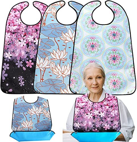Waterproof Adult Bibs PVC Washable and Reusable Senior Bibs with Crumb ...