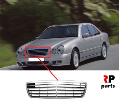 FOR MB E-CLASS W210 99-03 FRONT BUMPER UPPER CENTER GRILLE CHROME/BLACK ...