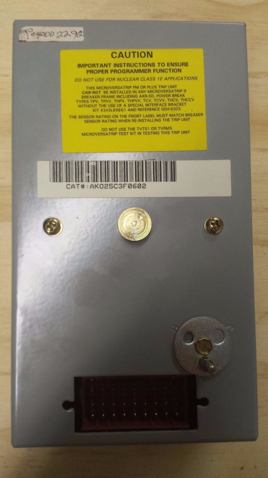 GE Micro Versa Trip Plus Trip unit MVT 600A AKO25C3F0602 No Rating Plug ...