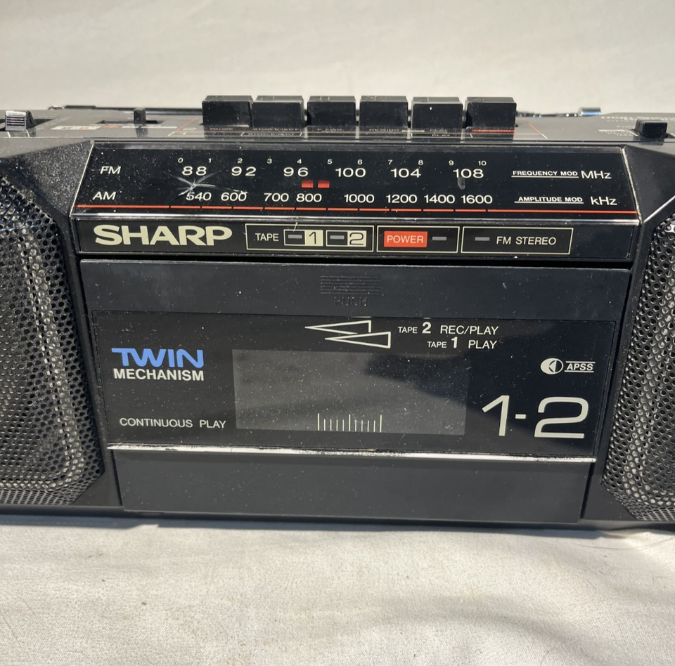 VTG Sharp Wq-t283 Boombox Black Retro Dual Cassette Japan READ | eBay