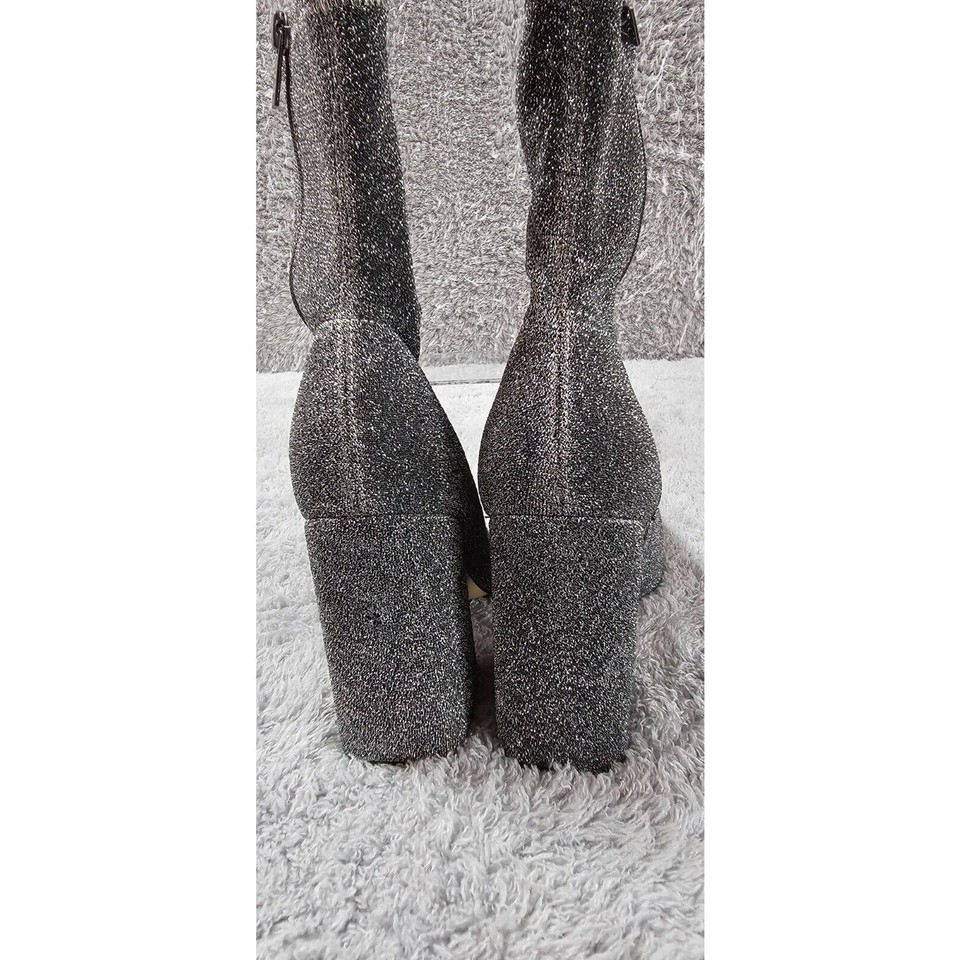 Marc Fisher LTD Kellen Silver Glitter SOCK Ankle Boots Pointed Toe ...