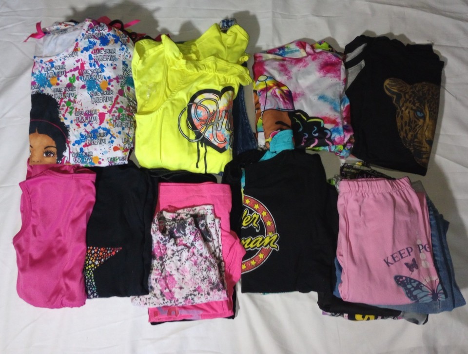 Girls Clothing Bundle Lot 28 Pieces S–XL | Tops Pants Shorts Dresses ...