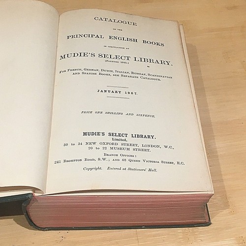 Mudie's Select Library Catalogue. (Est 1842) New Oxford Street London ...