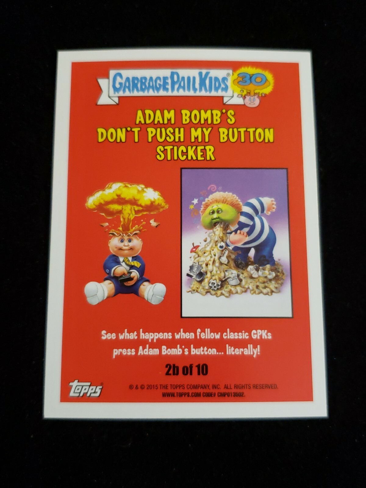 Garbage Pail Kids 30th Anniversary 2b LUKE PUKE Adam Bomb's Don't Push ...