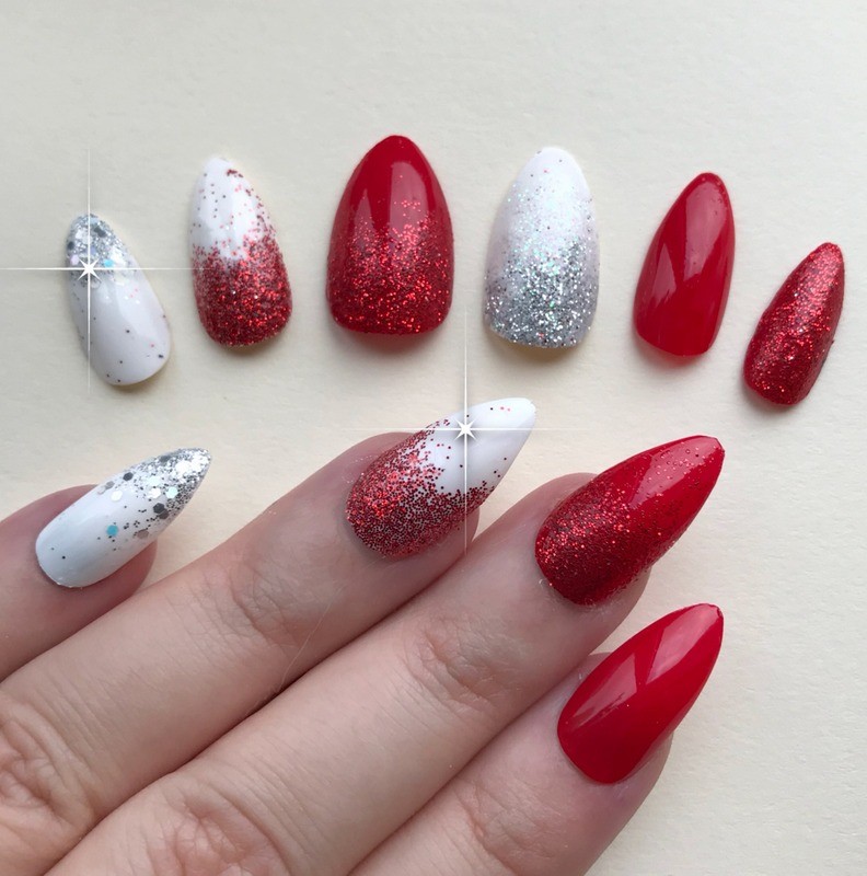 Red Sparkle Acrylic Nails
