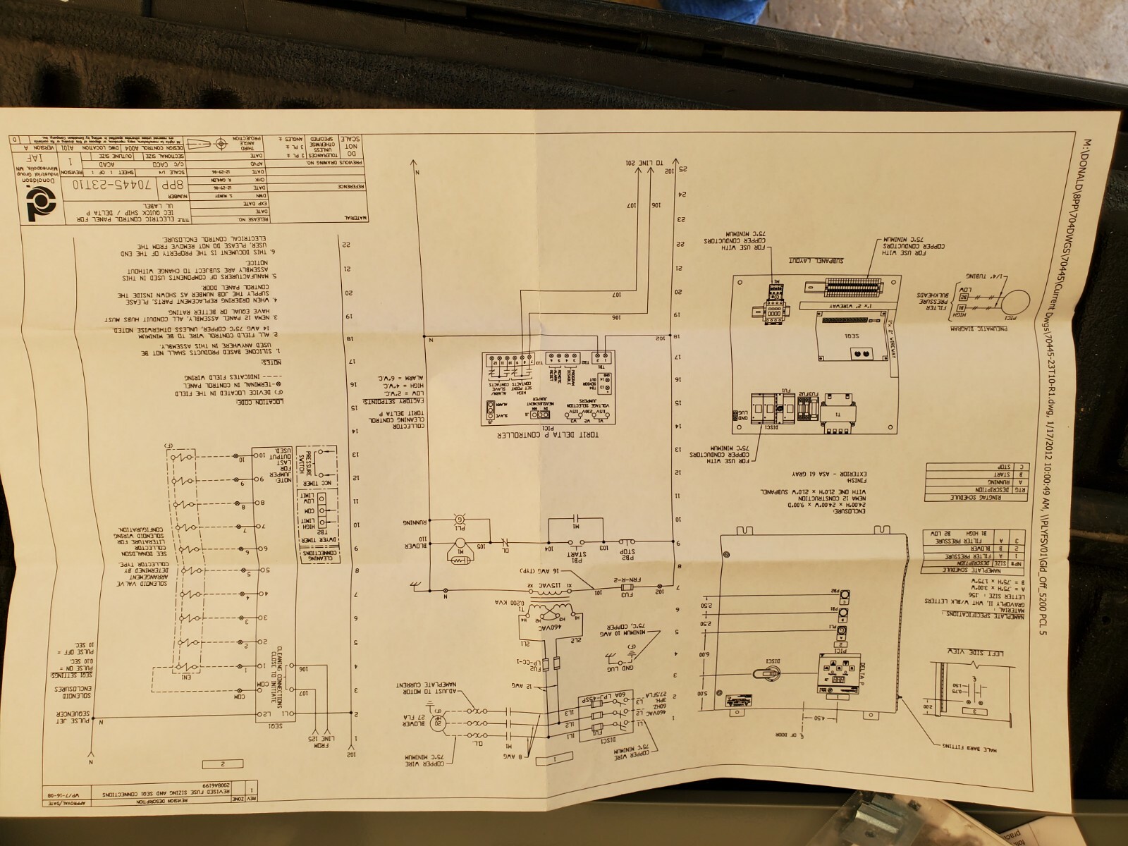 Donaldson Torit Dust Collector Delta P Control Panel Box Timer On/Off ...