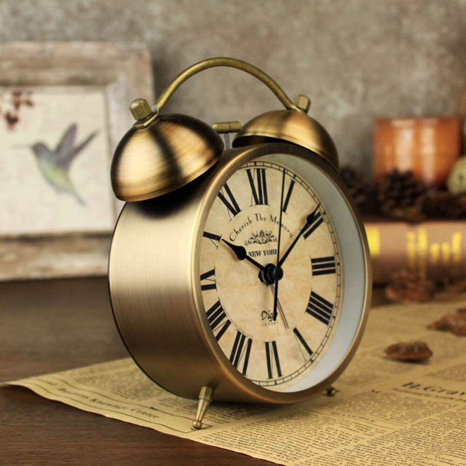1PC Retro Round Desktop Clock Bell Small Alarm Clock for Home | eBay