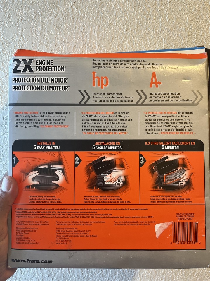 FRAM Extra Guard Air Filter, CA10262 for Select Ford and Lincoln ...