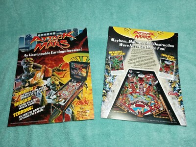 Vintage Attack From Mars AFM Pinball Sales Flyers (X2) | eBay